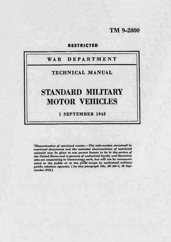TM 9-2800 Standard Military Motor Vehicles