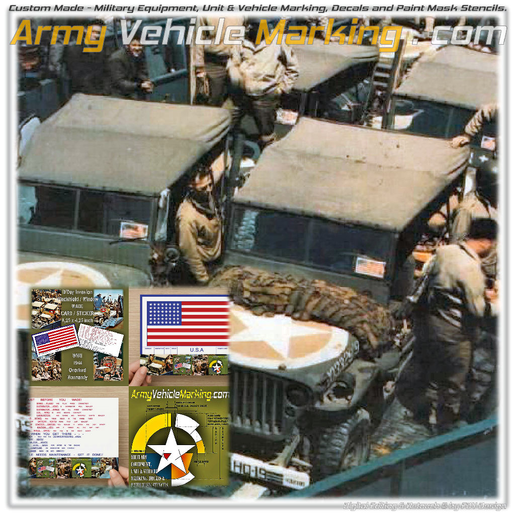 WWII D-Day Invasion “Wade Stickers” For Vehicle Windshield / Windscreen